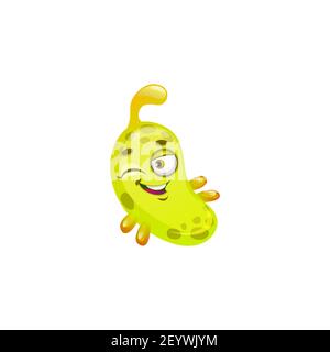 Virus giving a wink isolated cartoon winking bacteria. Vector yellow ...