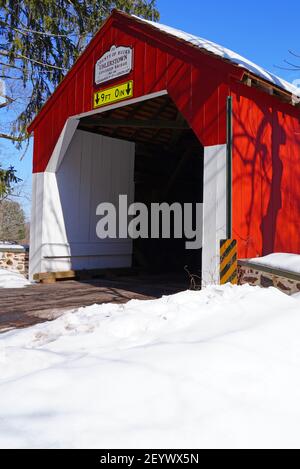 Uhlerstown Covered Bridge in Bucks County, Pennsylvania Stock Photo - Alamy