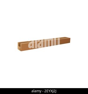 Narrow cardboard box, packaging realistic mockup. Vector white blank ...