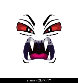Yell monster face vector icon, scary evil emoji with unhappy creepy ...