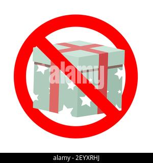 Ban gift symbol, no present for birthday and christmas. Forbidden ...