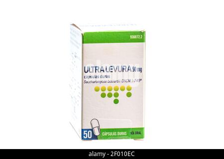Huelva, Spain - March 6, 2021: Spanish box of Paracetamol Mylan. Also ...