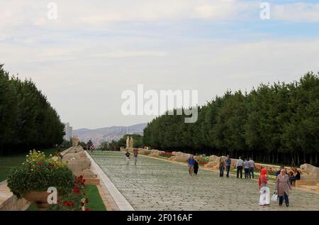 The coffin of the first president of Turkey, Kemal Ataturk, is raised ...