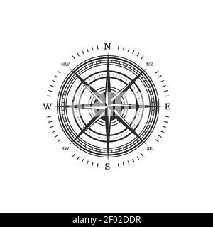 Maritime navigation instrument with arrows showing world sides isolated ...