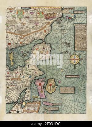 Taken from an ancient Spanish Atlas. Full of details. Very high ...