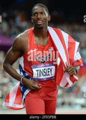 Michael Tinsley (USA) silver medal winner in the Men's 400m Hurdles at ...