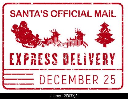 Xmas mail postmark isolated express delivery sign. Vector post seal ...