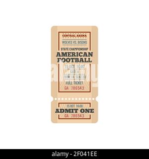 American football championship full ticket template. Vector admit one ...