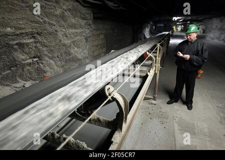 The unused portion of a working salt mine 650 feet below Hutchinson ...