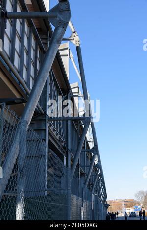 Unterhaching, Germany. 06th Mar, 2021. Close-up of the construction of ...