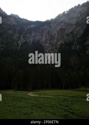 Panorama view of Roethbachfall Rothbach waterfall cliff cataract ...