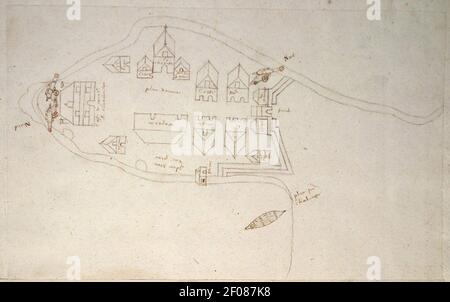 The 1647 plan of Montreal by Jean Bourdon depicts the early layout of ...