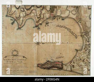 Plan of the bay, rock and town of Gibraltar, from an actual survey by ...