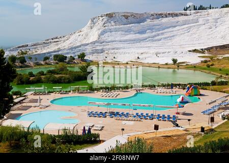 Calcium bath and travertine unique abstract in pamukkale turkey asia ...