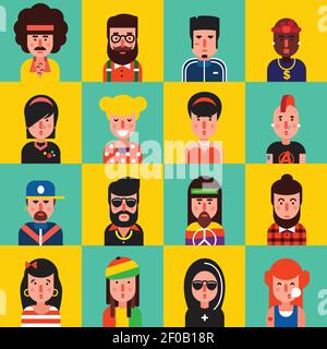 Types of avatar icons set. Flat illustration of 9 types of avatar ...