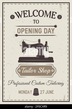 Sewing and tailoring industry poster, tailor shop and dressmaking ...