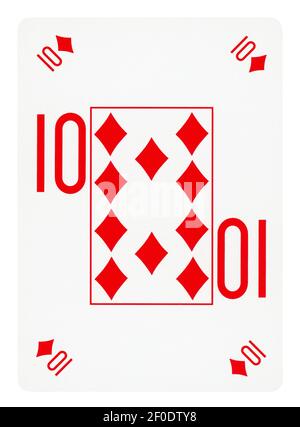 Ten of Diamonds Vintage playing card - isolated on white (clipping path ...