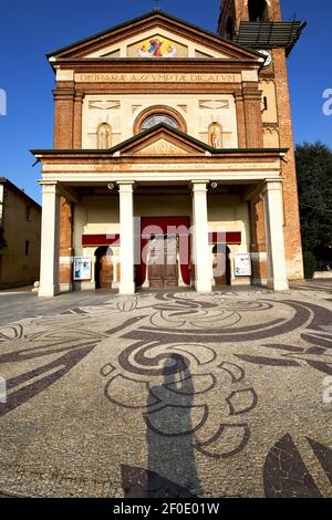 church in the parabiago closed brick tower sidewalk italy lombardy old ...