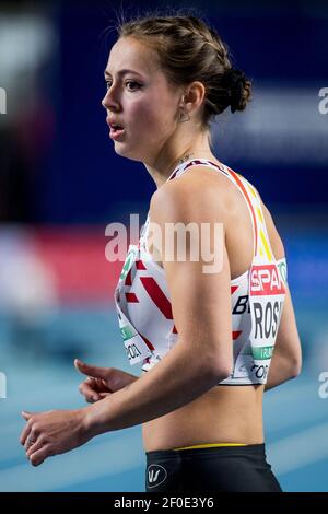 Belgian Rani Rosius is pictured after the European Athletics Indoor Championships, in Apeldoorn ...