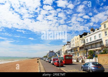 Sandgate beach and promenade, Sandgate, Kent, England, United Kingdom ...