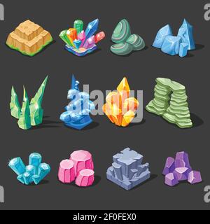 Collection with decorations of cartoon stones of various shape and ...
