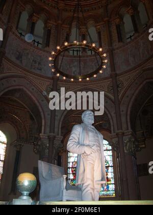 A statue of James A. Garfield stands inside the James A. Garfield Monument located in Lake View ...