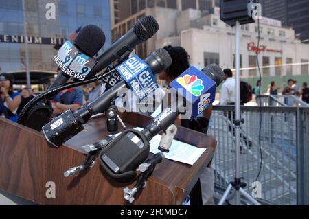 A collection of microphones from television stations Stock Photo - Alamy