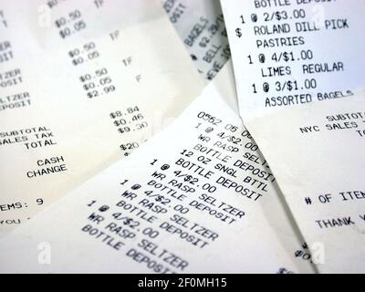 Grocery receipts - USA Stock Photo - Alamy