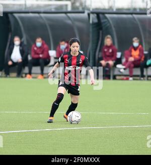 Yui Hasegawa of AC Milan in action during the Women Coppa Italia match ...