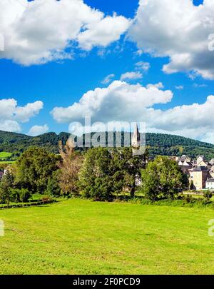 The historic hillside village of Conques, France Stock Photo - Alamy