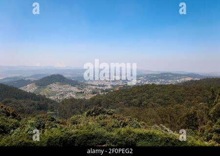 Beautiful view of Ooty Valley from Doddabetta Peak in Tamil Nadu, India ...