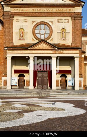 church in the parabiago closed brick tower sidewalk italy lombardy old ...