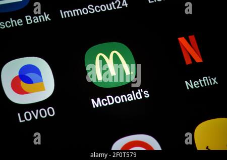 Smartphone, Display, App, McDonald's, McDonalds Stock Photo - Alamy