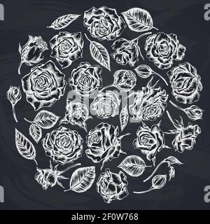 Round floral design with chalk roses Stock Vector Image & Art - Alamy