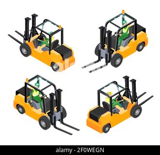 Vector isometric illustration of warehouse building with cargo car and ...