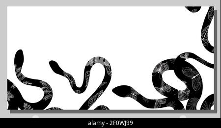SNAKES. FRAME made of snakes. Vector illustration. Tropical poisonous ...