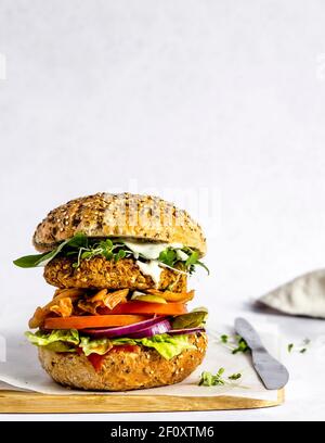 Veggie Burger with Chickpea Cutlet with Tomato, Gourmet, Spinach and ...