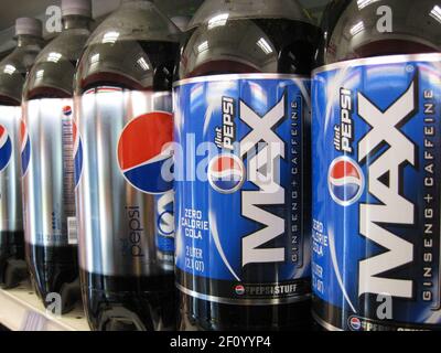 21February 2009 - New York, NY - The new Pepsi logo is displayed on ...