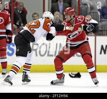 Carolina Hurricanes' Wade Brookbank and Philadelphia Flyers' Josh ...