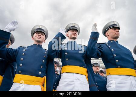 Air Force cadets take the oath of office during the United States Air ...