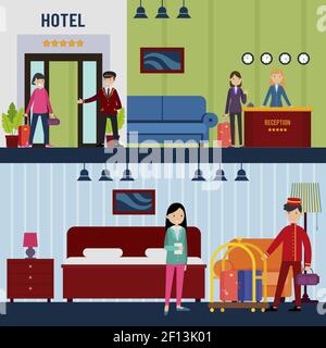 Hotel service horizontal banners with room service and all inclusive ...