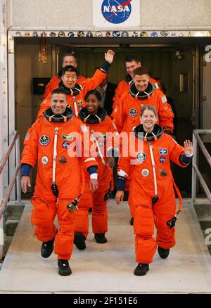 Space Shuttle Discovery pilot George Zamka, right, Mission Specialist ...