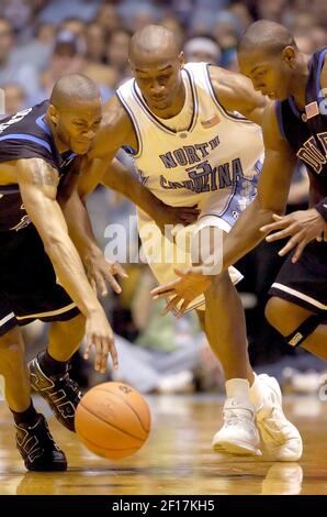 North Carolina's Reyshawn Terry, left, rebounds after Murray State's ...