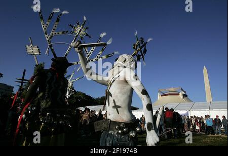 native American dancers from tribes of the Northwest coast performing ...