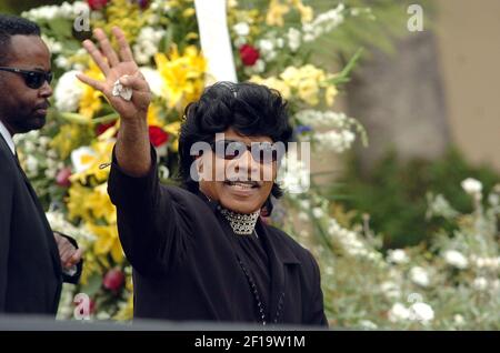 Little Richard attends the Ray Charles' funeral at the First AME Church ...