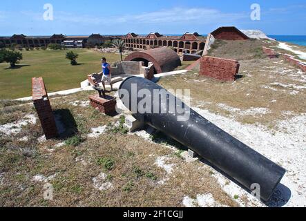 A 15-Inch Rodman Civil War era artillery piece stands guard over a Fort ...