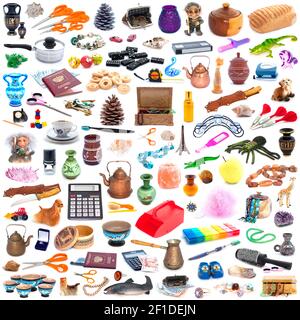The big collection of different objects isolated on white background ...