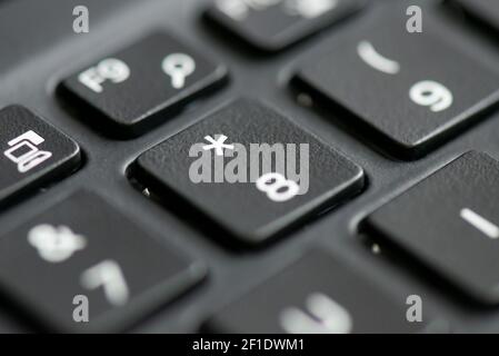 8 and asterisk key on a laptop keyboard Stock Photo - Alamy