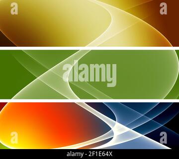 3D illustration of colorful banner with blended abstract curve shapes ...