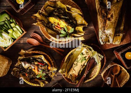 Pepes Ikan Peda. Salted Peda Fish with Cassava Leaf in Banana Leaf ...